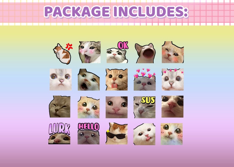 Cat Emotes Kawaii Cats Memes Bundle Funny Cats Emotes for - Etsy Australia