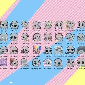 DIY Emote Base Bundle | 115 Emotes Template Human Chibi | Procreate ...