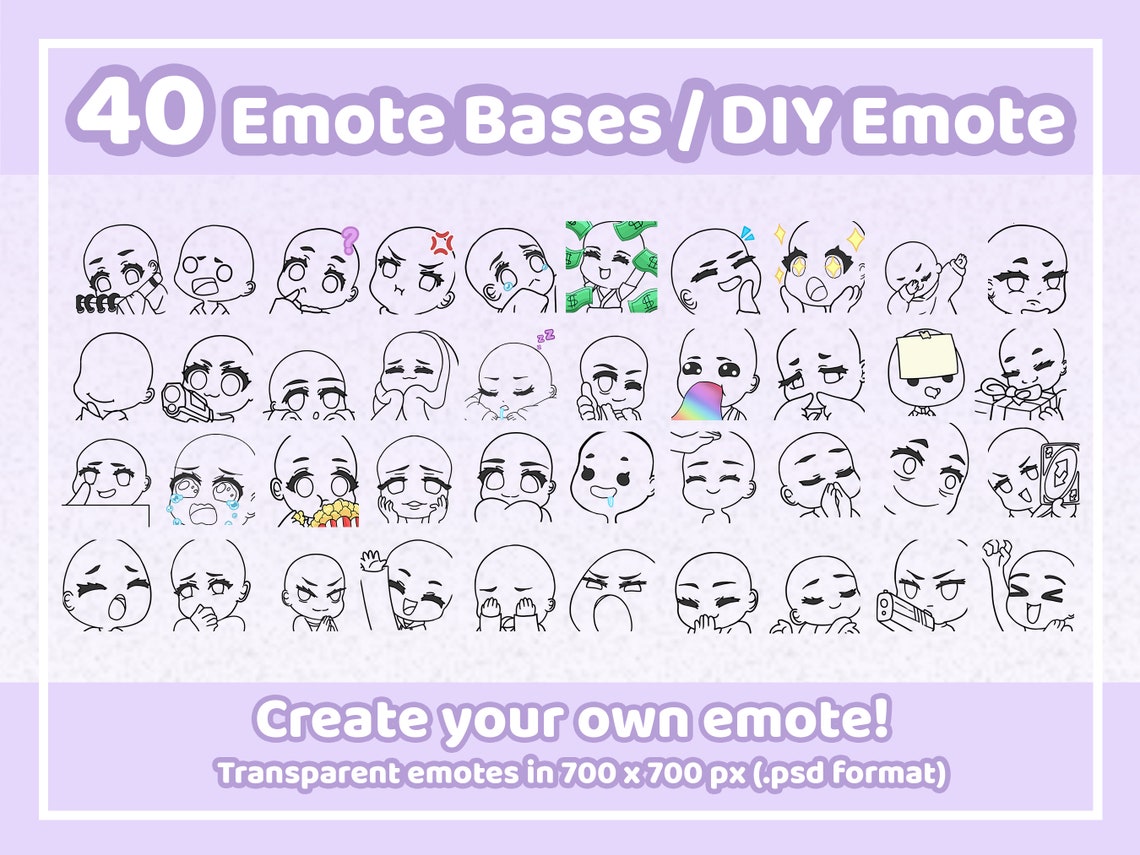 Emote Base Pack 40 Custom Chibi Anime Emote Template for - Etsy Australia
