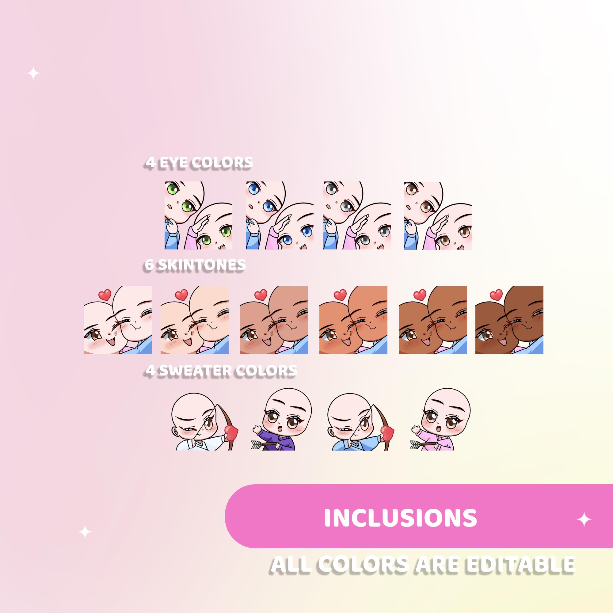 60 COUPLE Emote Base, Twitch Emote Template, Procreate Brush and Stamps ...