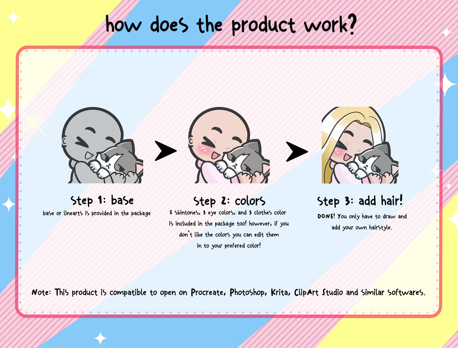 DIY Emote Base Bundle 115 Emotes Template Human Chibi Procreate Brush ...