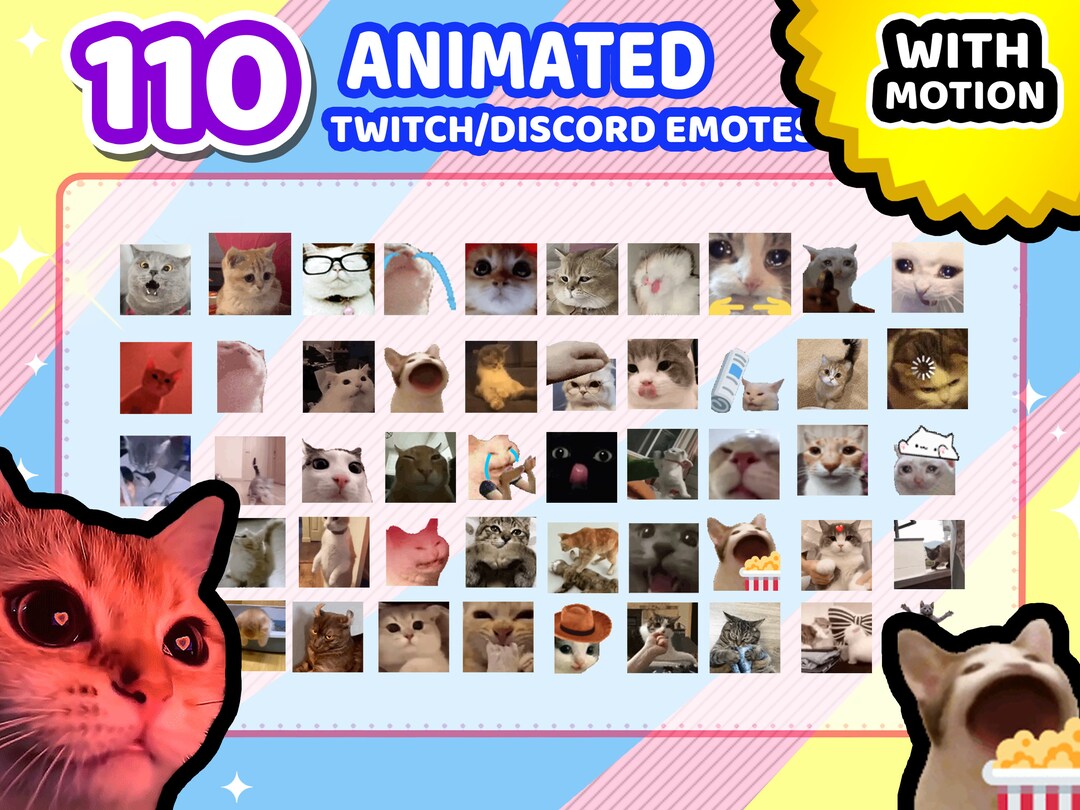 110 ANIMATED Cat Emotes | Cat Dancing Twitch Emotes, Discord Moving ...