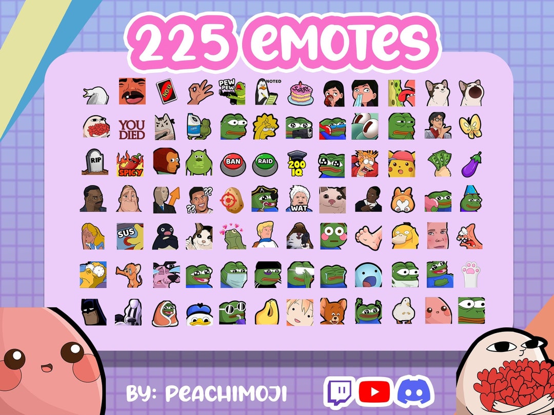 225 Twitch Meme Emotes - Funny Memes Mega Bundle, Discord Emotes Pack ...