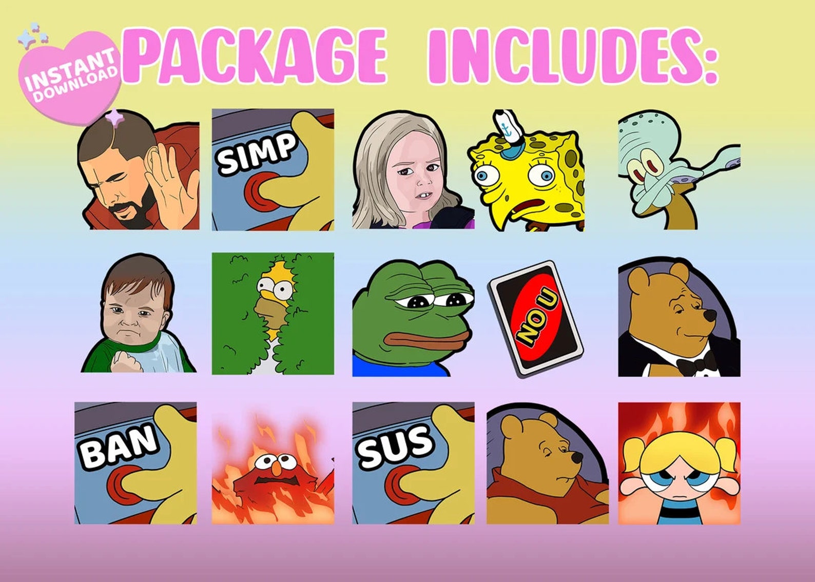 115 Twitch Emotes / Funny Memes Emotes / Cartoons / Anime / - Etsy Denmark