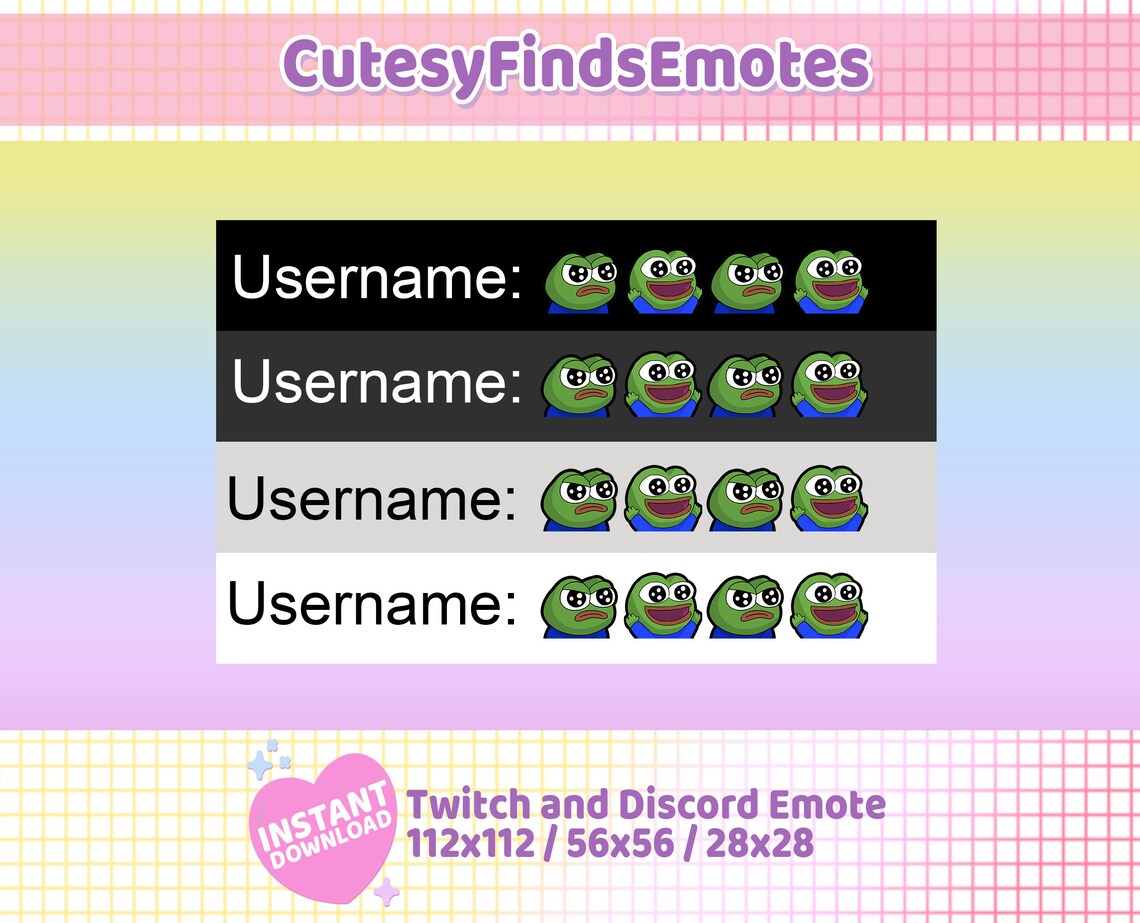Pepega/pepe/frog Twitch Emote Happy Hyped Sad Teary - Etsy