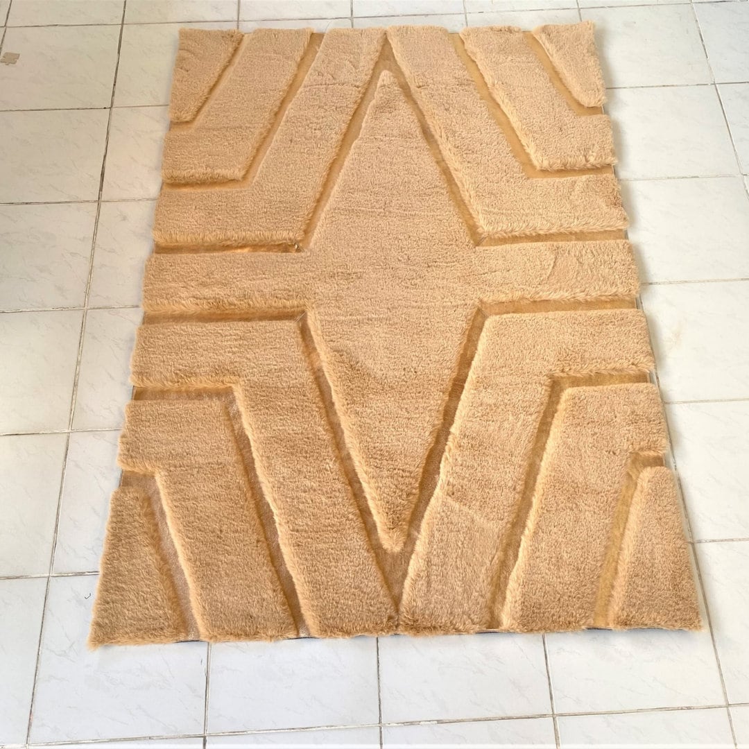 Camel Faux Leather Rug, Shaggy Luxury Soft Rug, Fluffy Rug, Decorative ...