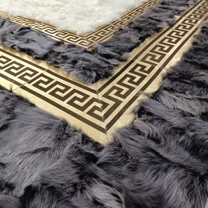 Handmade Sheepskin Patchwork Rug: Gray-gold Wool Leather Area Rug - Etsy