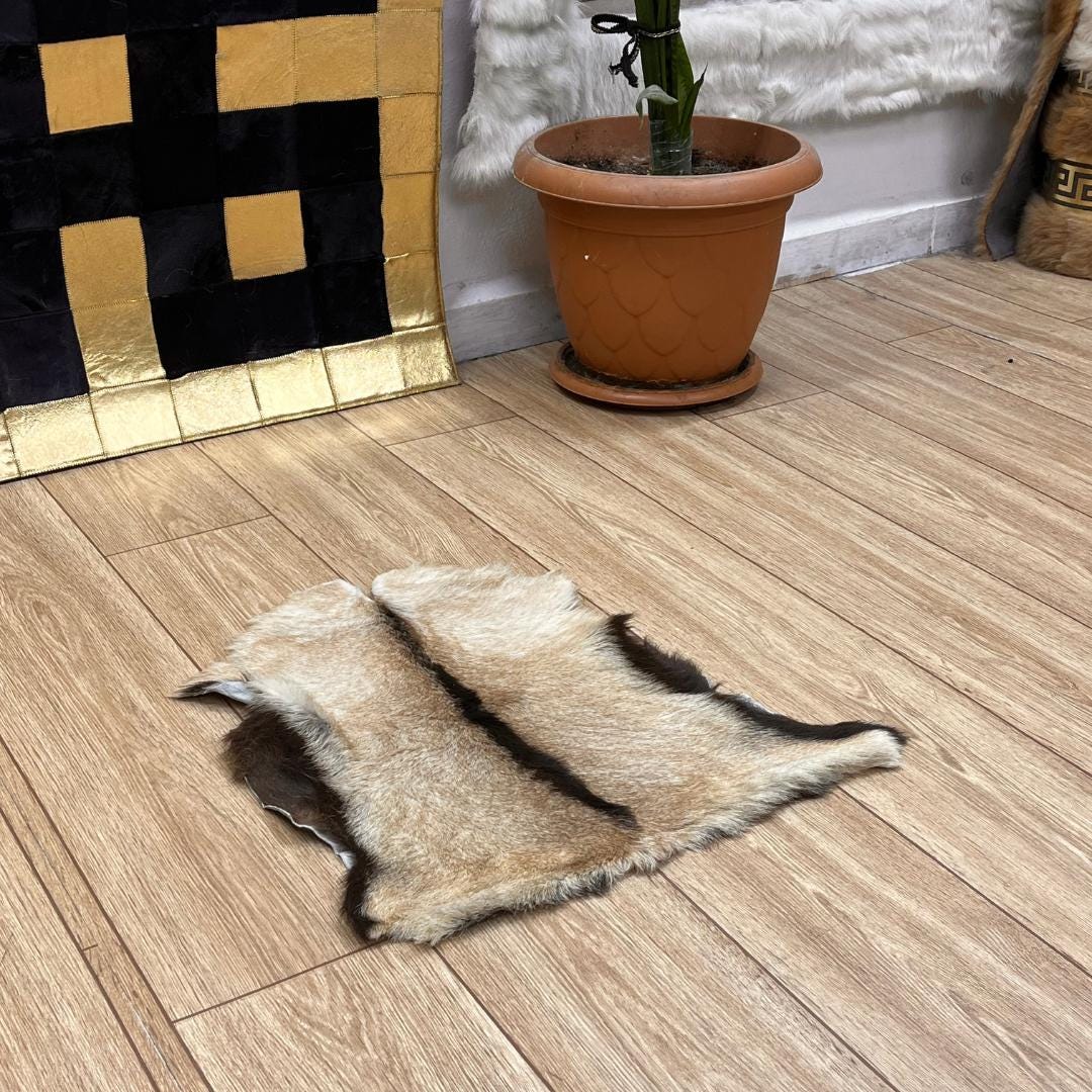 Handmade Brown Goatskin Rug: Scandinavian Minimalist Home Decor (41x52 ...