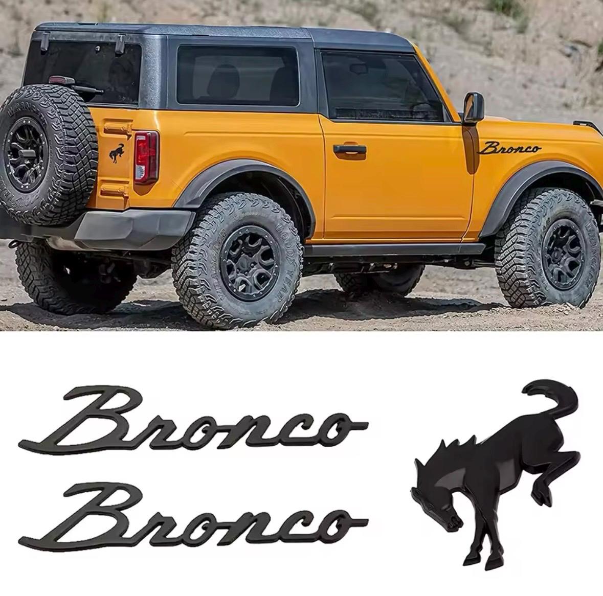Bronco Emblem Kit 2 Bronco Script Emblems & 1 Bucking Bronco Emblem All ...
