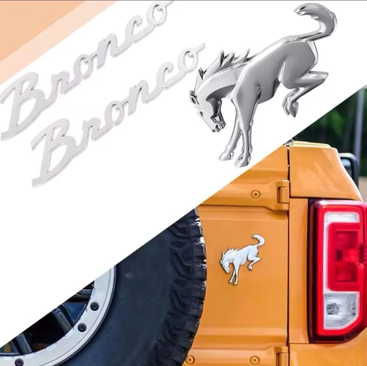 Bronco Emblem Kit; 2 Bronco Script Emblems & 1 Bucking Bronco Emblem ...