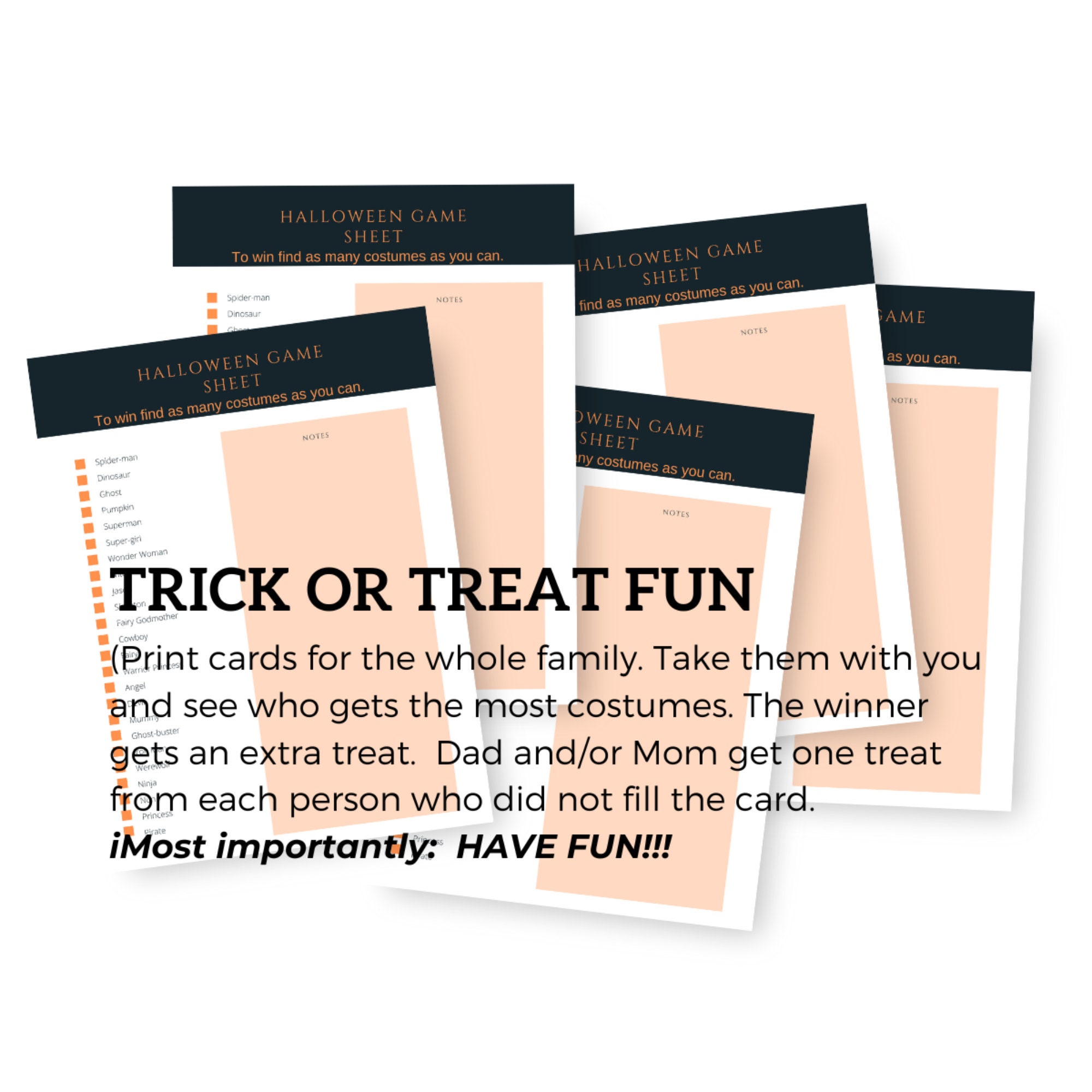 Halloween Hunt Game Use This Game Sheet to Record Halloween - Etsy