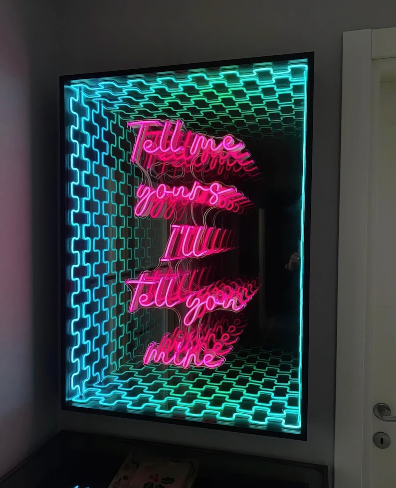 Espejo infinito Neón Infinito ilusión Espejo 3d espejo de pared led 3d ...