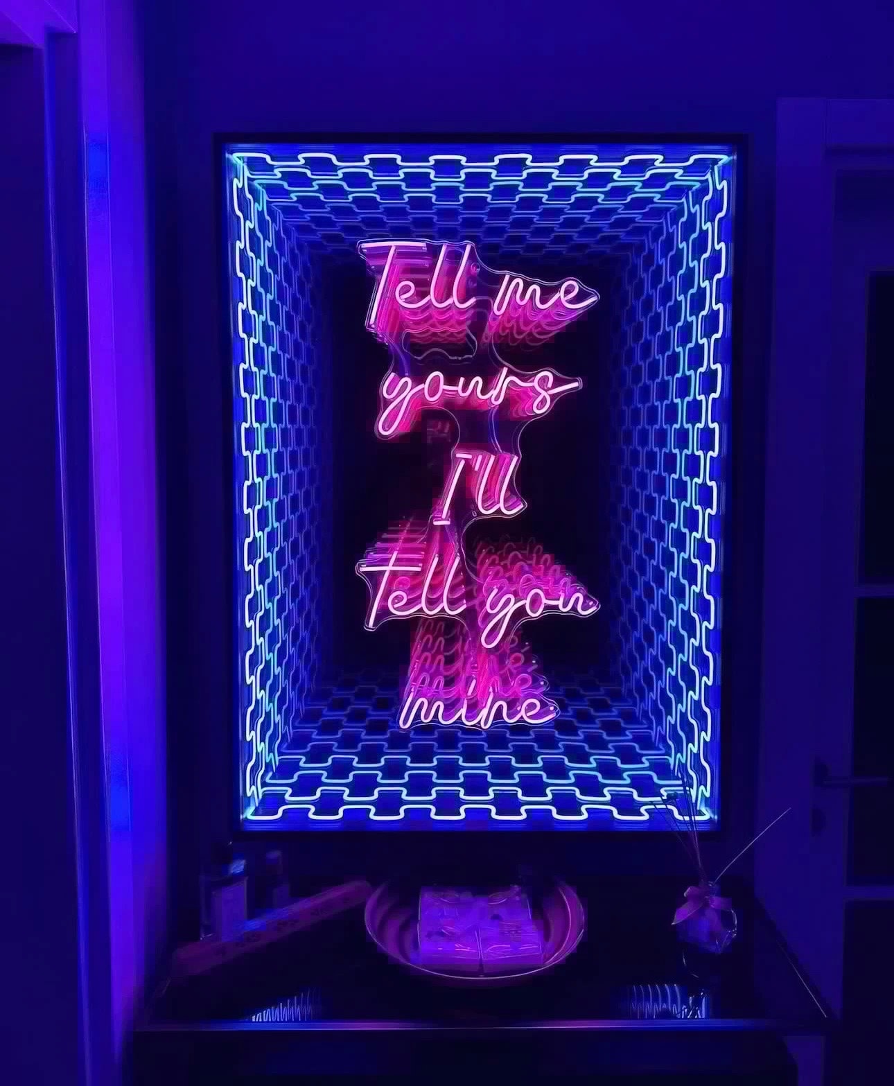 Espejo infinito Neón Infinito ilusión Espejo 3d espejo de pared led 3d ...