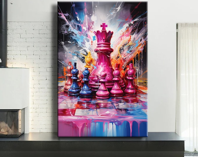 Graffiti Canvas Wall Art, Street Art Prints Art, Chess Wall Art King ...