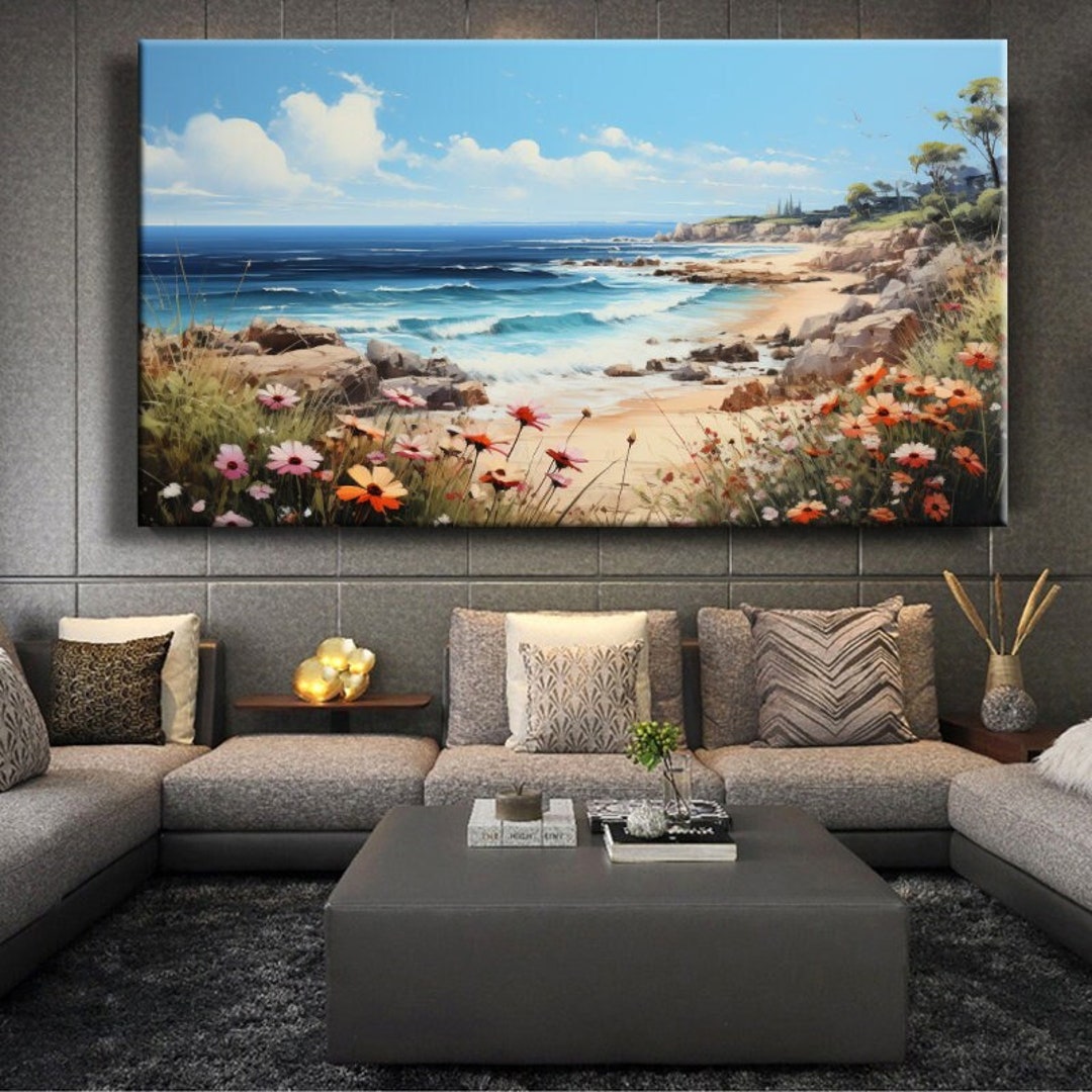 Abstract Island Beach Landscape Blue Sky Canvas Print Canvas Wall Art ...