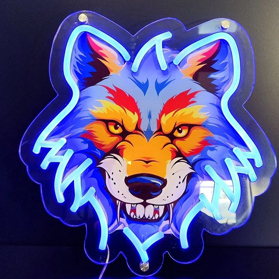 Animal Wolf Artwork Acrylic Led Neon Sign Personalized Custom Living ...