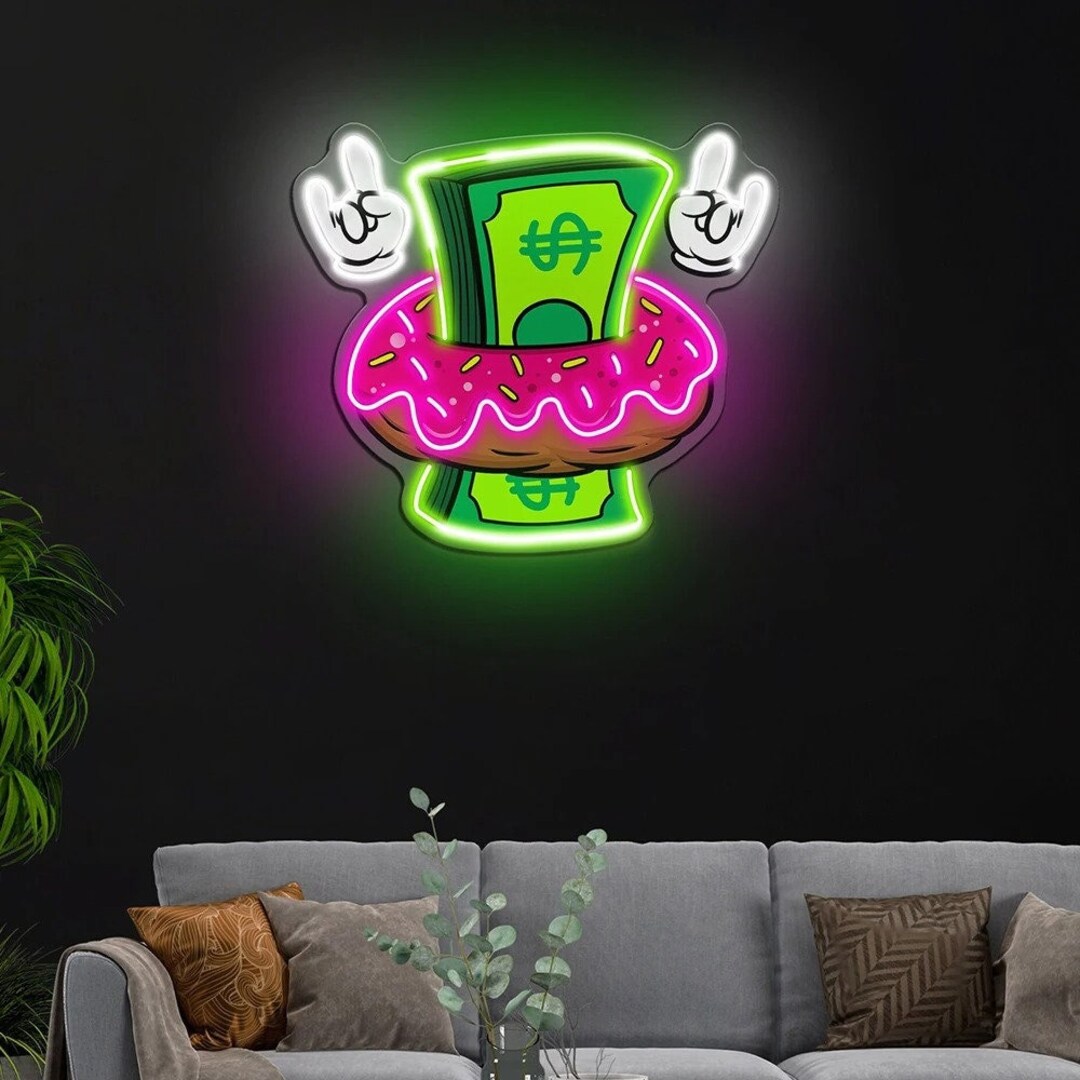 Donut Dollar Neon Sign, LED Wall Decor, Neon Night Light, Perfect for ...