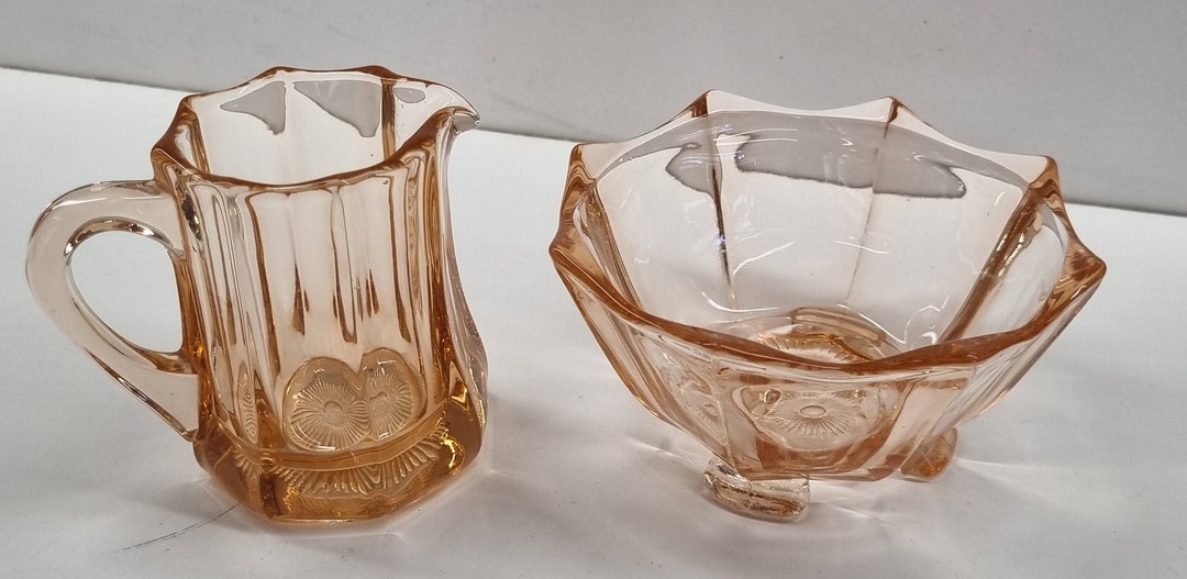 Vintage Orange Glass Pitcher and Bowl Set - Etsy