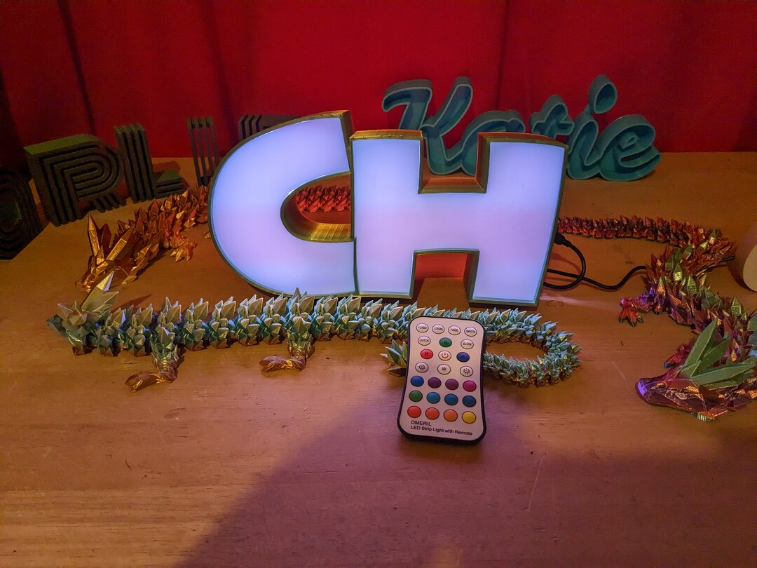 3D Printed Multi Coloured Letters With Led Lights - Etsy