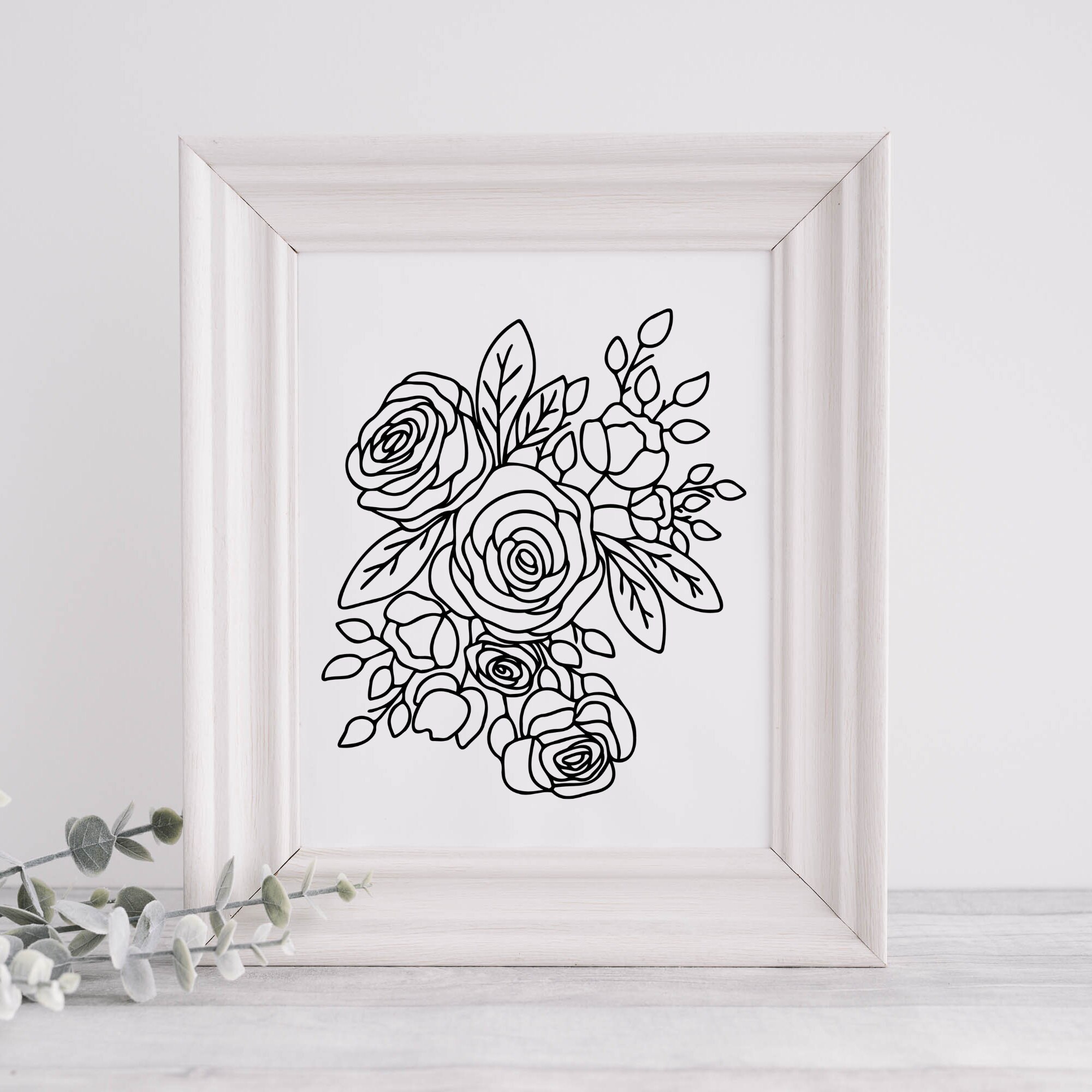 Rose SVG Rose Art Svg Floral Svg Flower Svg Line Art Svg - Etsy
