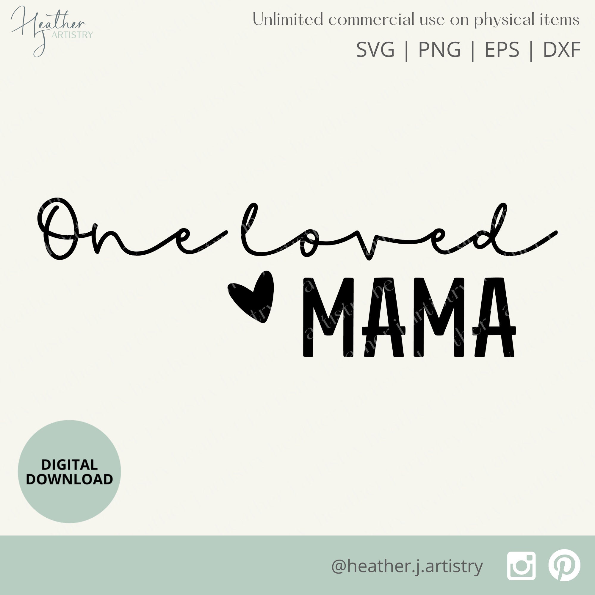 One Loved Mama Minimalist Style SVG, Png, Momlife Svg, Mothers Day Svg ...