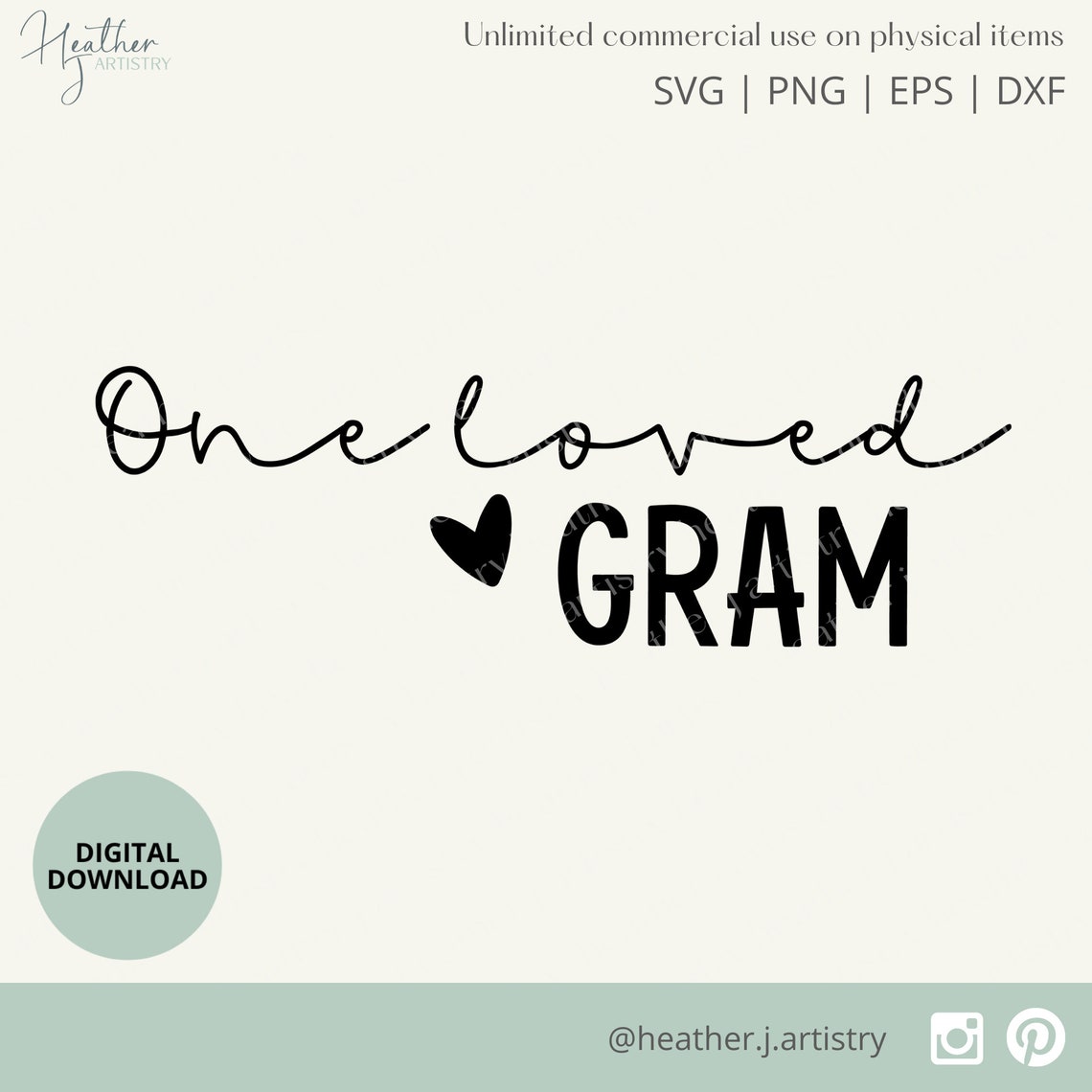One Loved Gram Minimalist Style SVG, Png, Shirt for Grandma, Grandma ...
