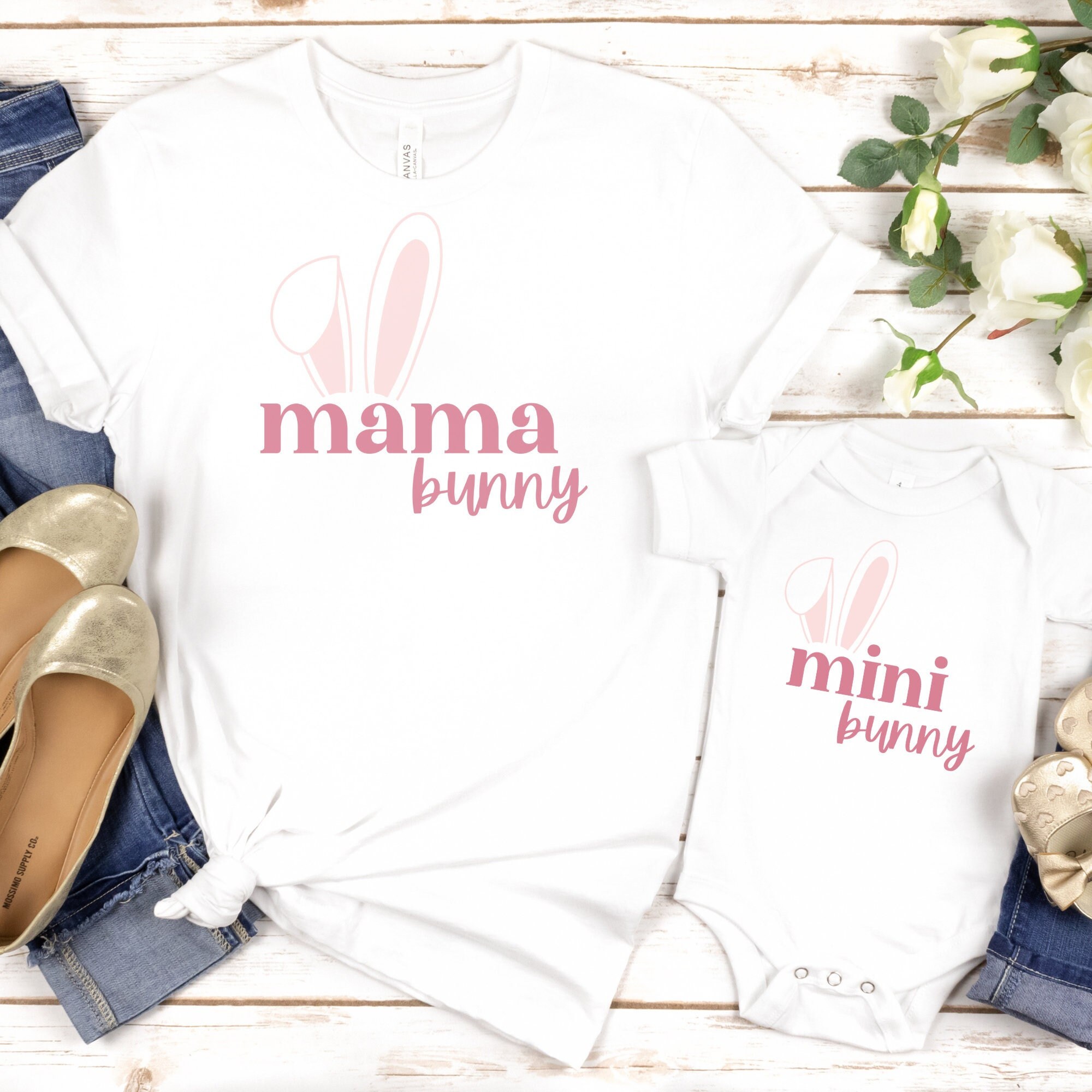 Mama Bunny & Mini Bunny SVG Bundle Easter SVG, Mommy and Me, Bunny Ears ...