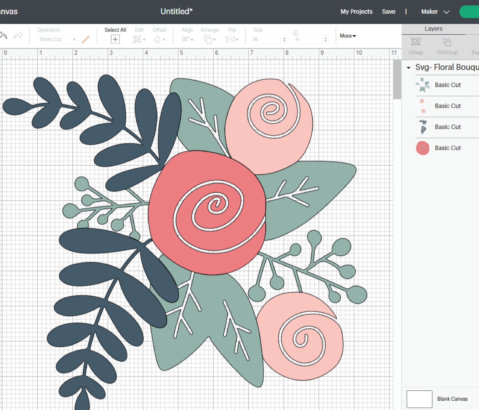 Color Floral Boho Bouquet SVG for Cricut Clipart or | Etsy
