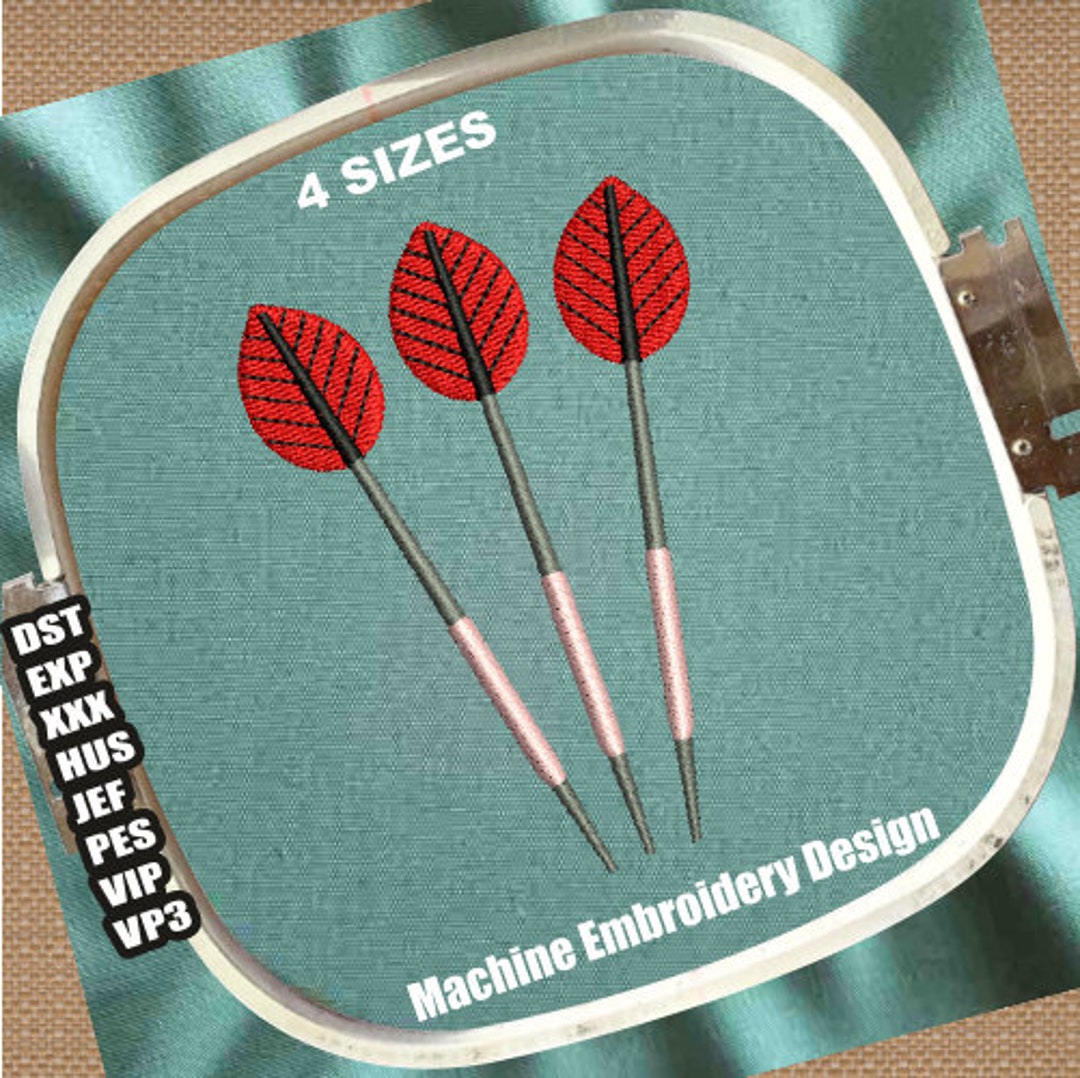 Tip Darts Embroidery Design | Three Darts DST File | Darts PES File ...