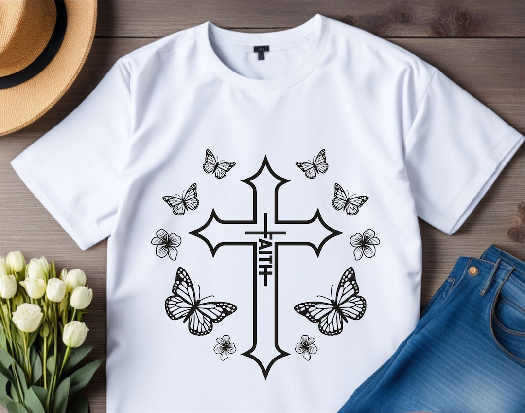 Faith With Cross Butterfly Svg, Cross and Butterfly Png, Religious ...