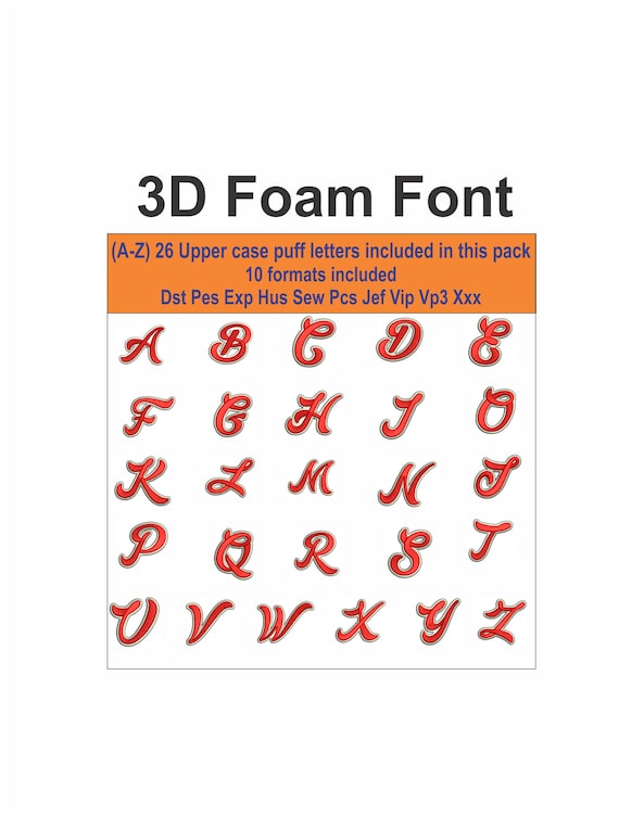 Raised Puff Letter Pack Embroidery Design 3D Puff Bundle - Etsy