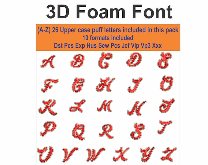 Mark 3D Embroidery Font. Machine Embroidery 3D Puff Alphabet. BX Format ...