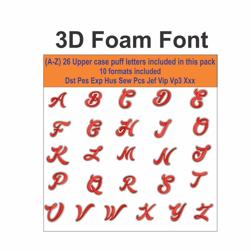 3d Puff Embroidery Font - Etsy
