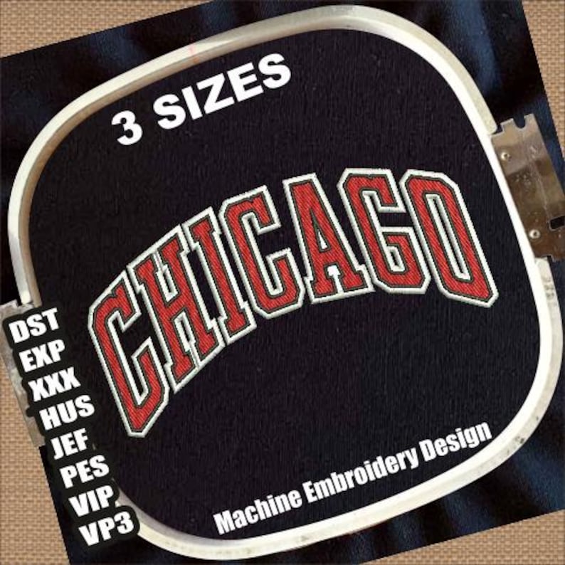 Chicago Varsity Letter Machine Embroidery Designs | Chicago Arched ...