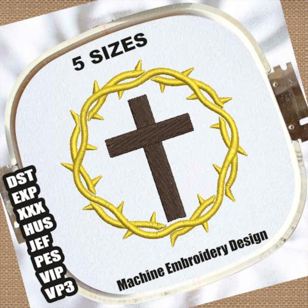 Holy Cross Machine Embroidery Design | Crown of Thorns Cross Embroidery ...