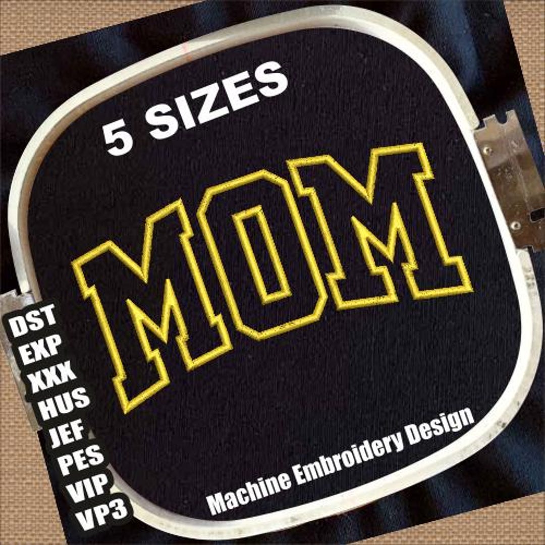 Arched Mom Applique Letters Machine Embroidery Design, Mother ...