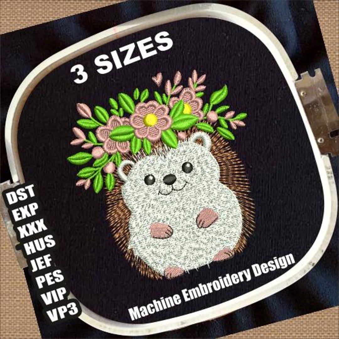 Hedgehog With Floral Crown Machine Embroidery Designs | Hedgehog ...