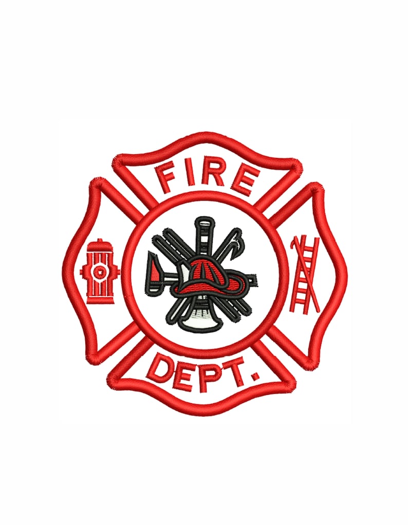 Fire Logo Embroidery Design | Firefighter Rescue Embroidery Design ...