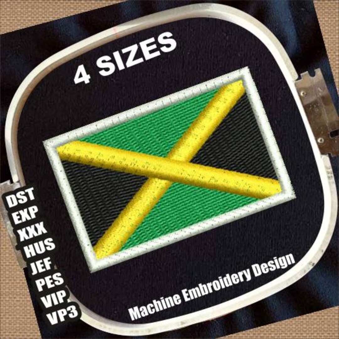 Jamaica Flag Machine Embroidery Design | Flag of Jamaica Embroidery ...