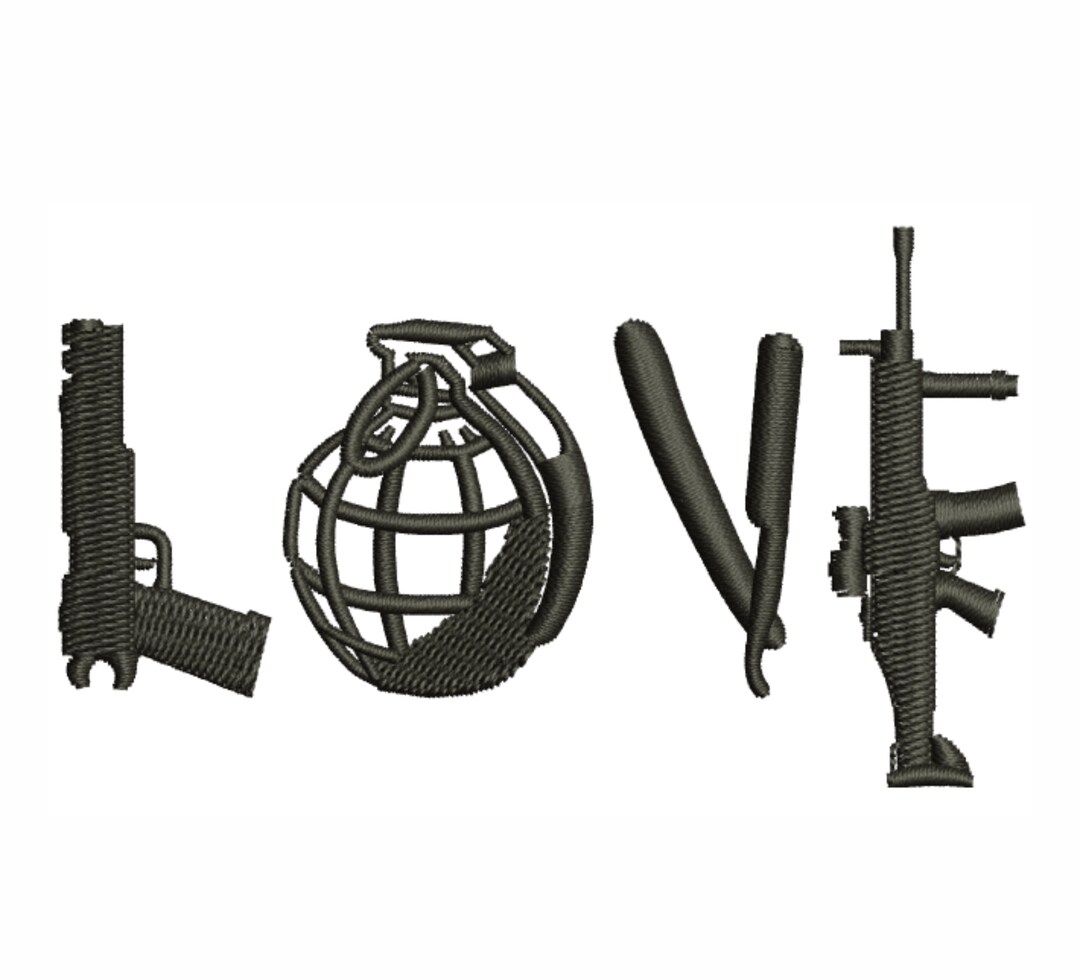 Love Gun Embroidery Design | Gun Machine Embroidery Design Pattern ...