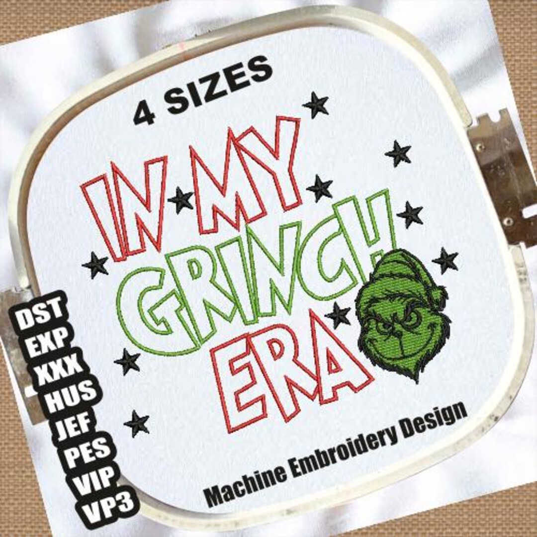 In My Grinch Era Machine Embroidery Design | Grinch Face Embroidery ...