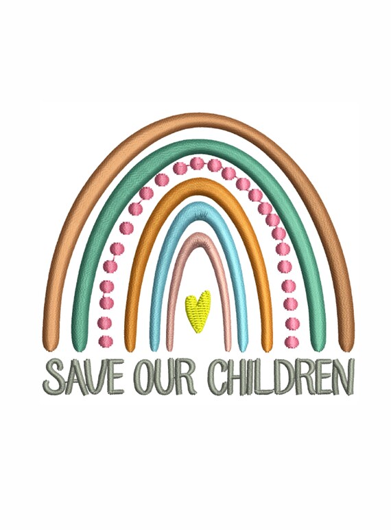 Rainbow Save Our Children Embroidery Design Boho Rainbow - Etsy