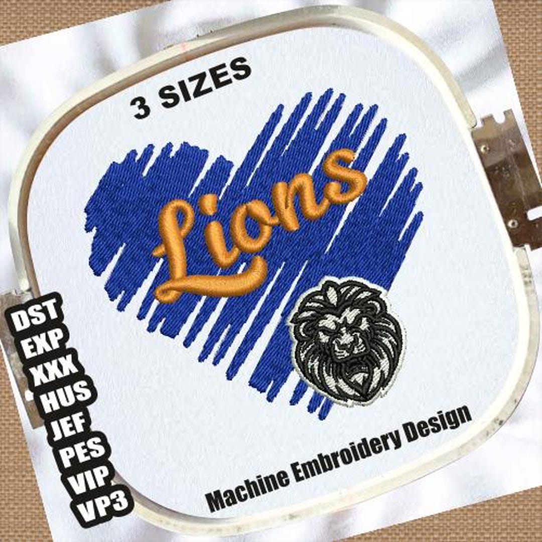 Heart With Lions Face Machine Embroidery Designs | Lions Head ...