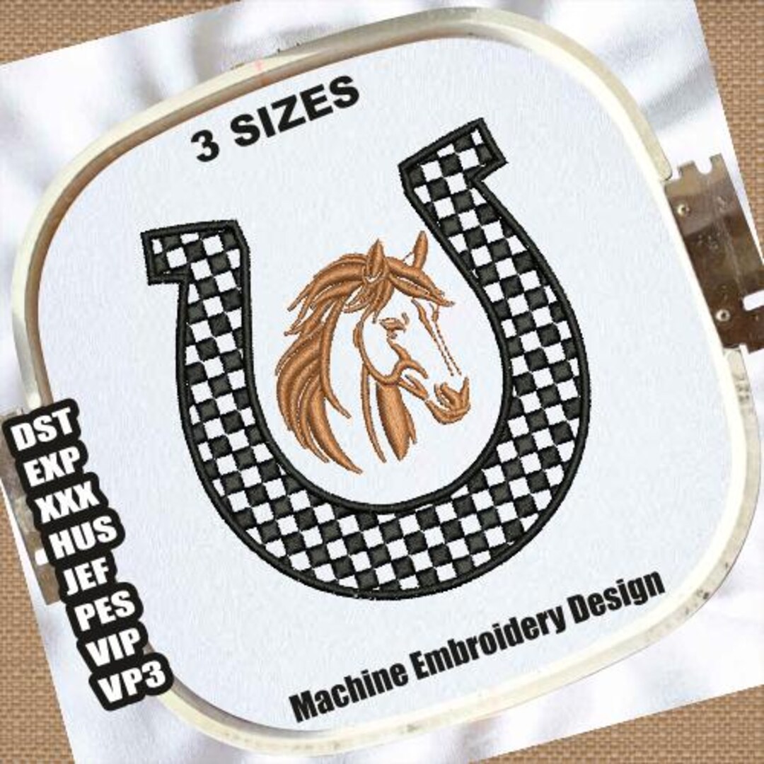 Horseshoe Embroidery Designs | Horse Shoe DST File | Horseshoe With ...