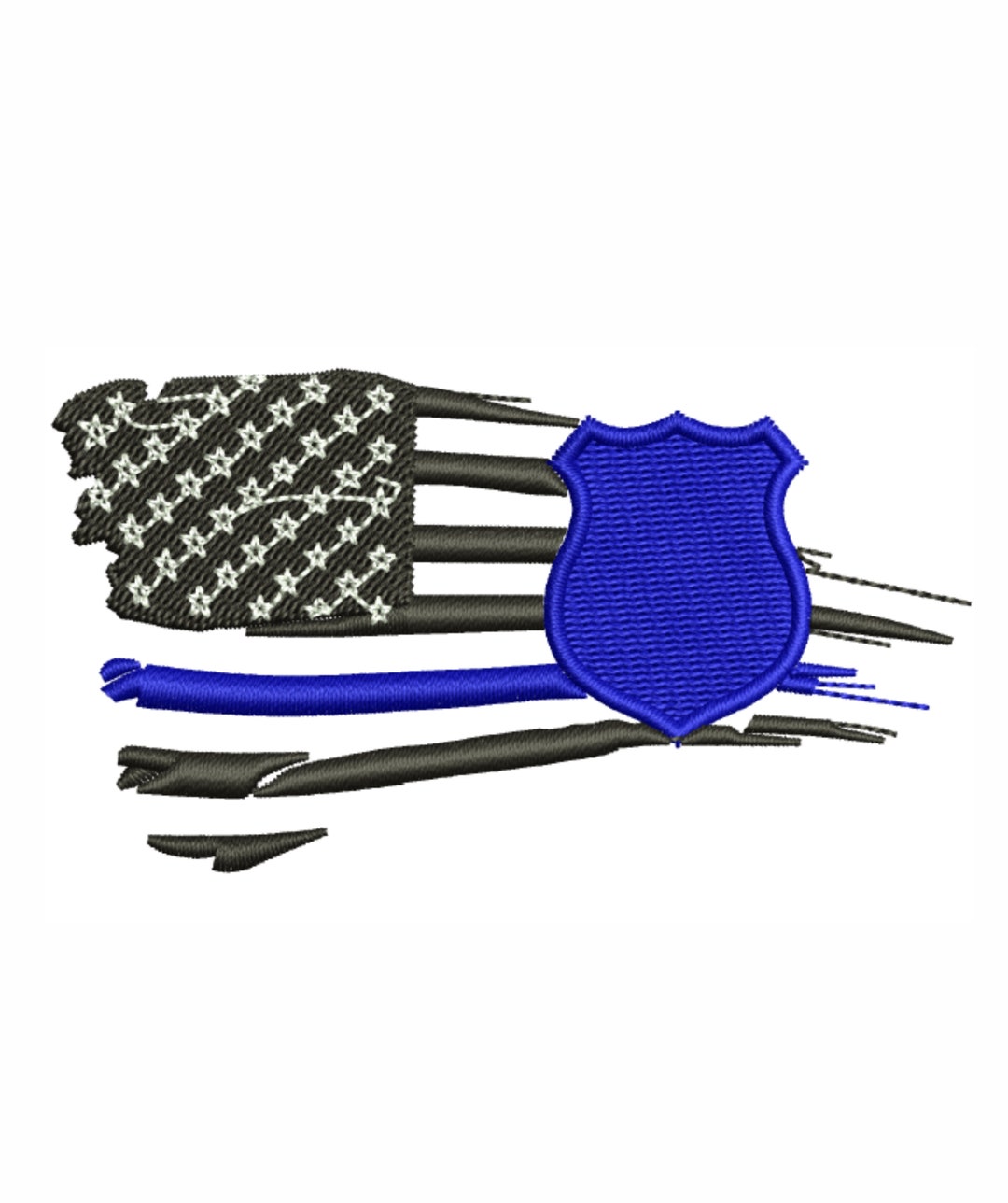 Police Shield Weathered Flag Embroidery Design | Police Flag Embroidery ...