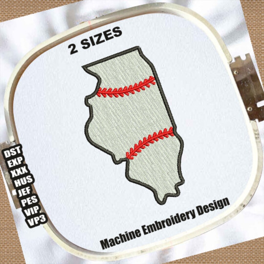 Baseball Illinois Embroidery Pattern Illinois Baseball Map DST File ...