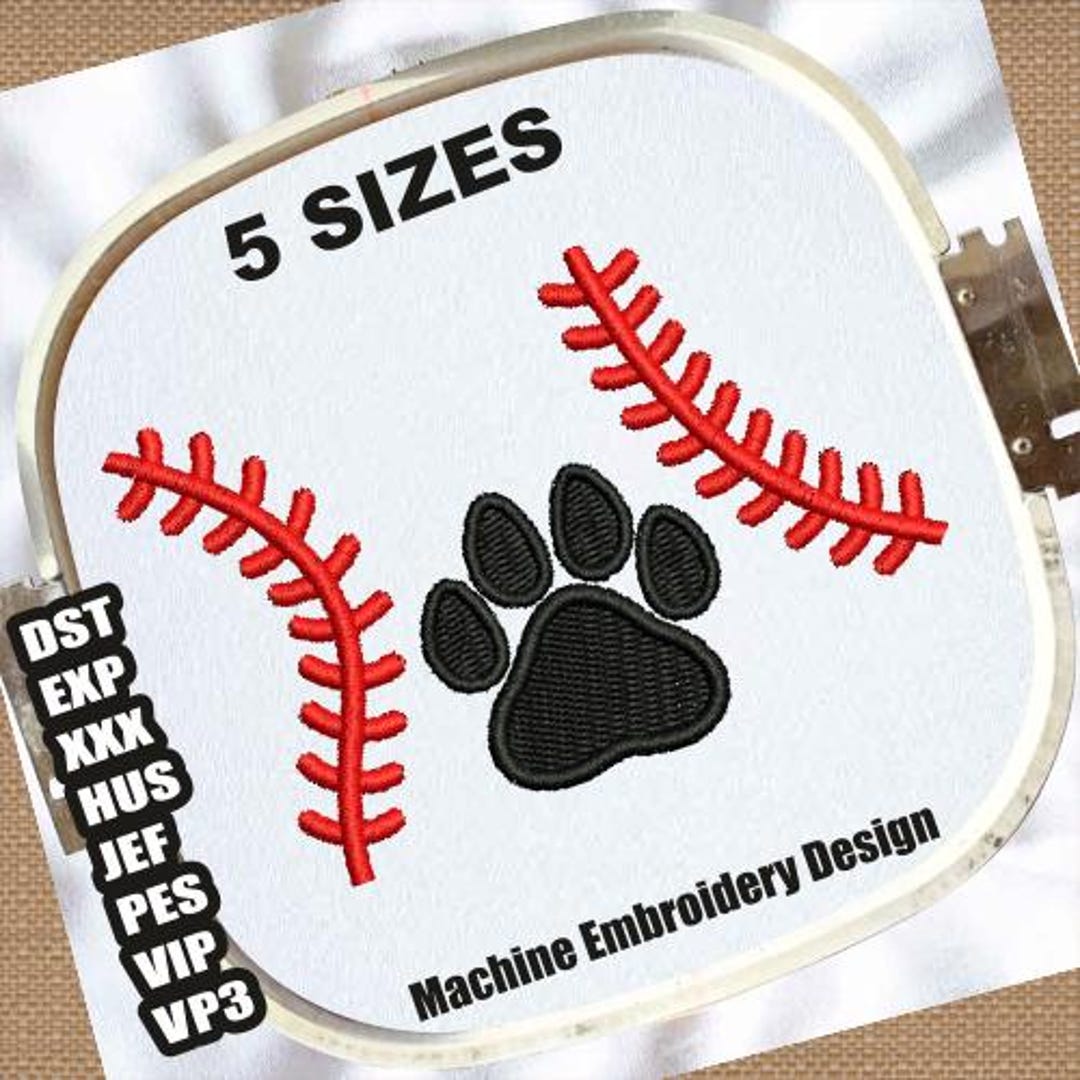 Baseball Paw Machine Embroidery Designs | Baseball Stitches Embroidery ...