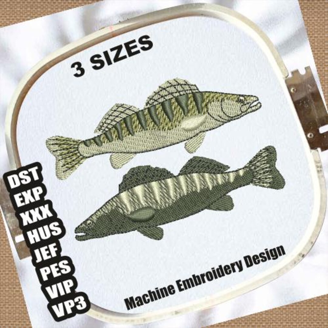 Walleye Fishes Embroidery Designs | Walleye Embroidery Pattern | Fish ...