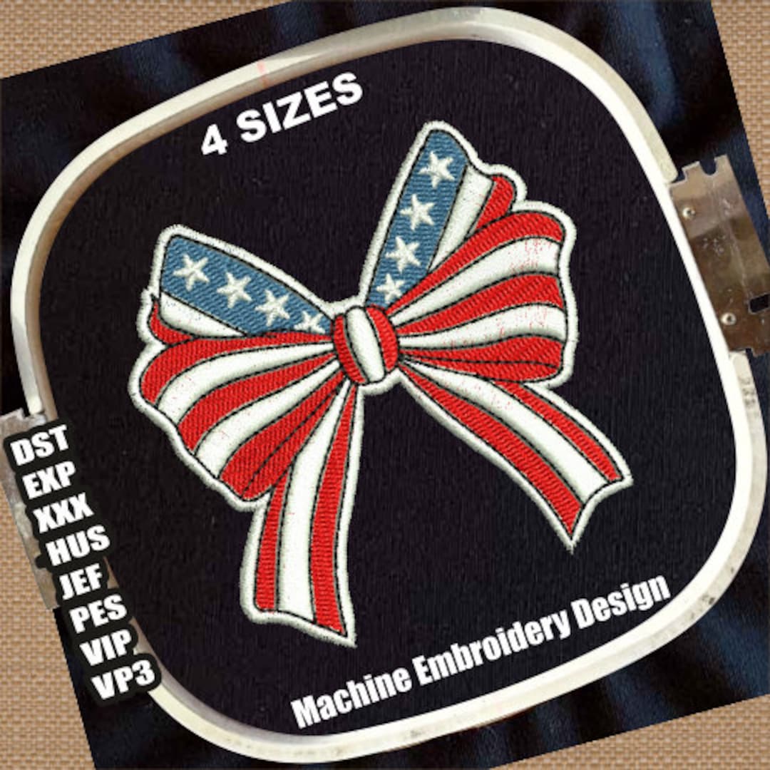 Bow Tie USA Patriotic Embroidery Design | Bow Tie Flag Dst File ...