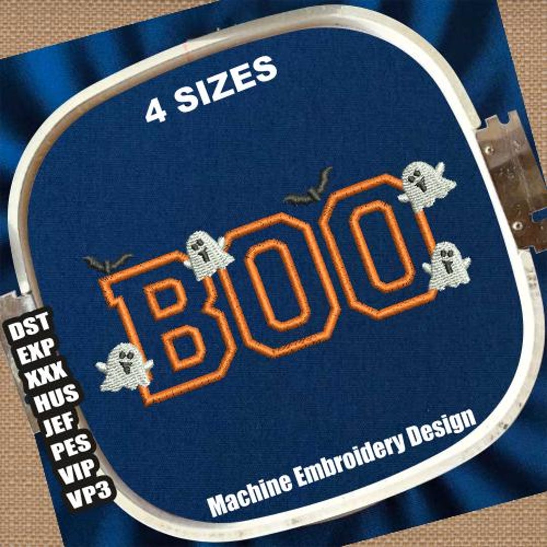 Ghost Boo Machine Embroidery Designs | Spooky Ghost Boo Embroidery ...